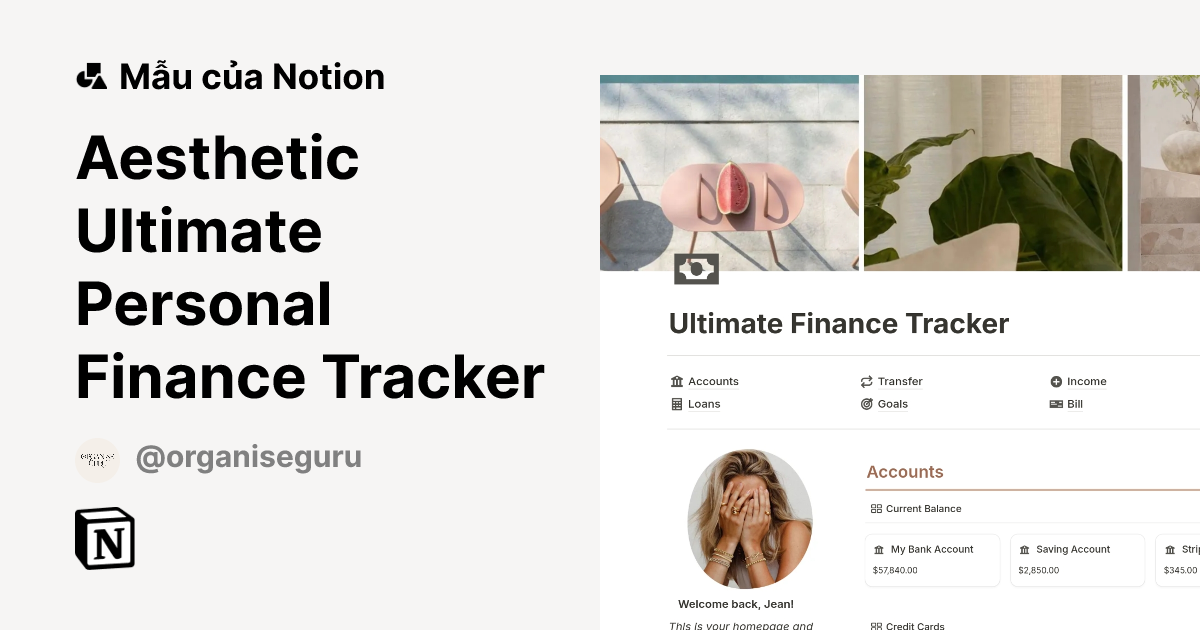 Aesthetic Ultimate Personal Finance Tracker Mẫu do OrganiseGuru tạo ...
