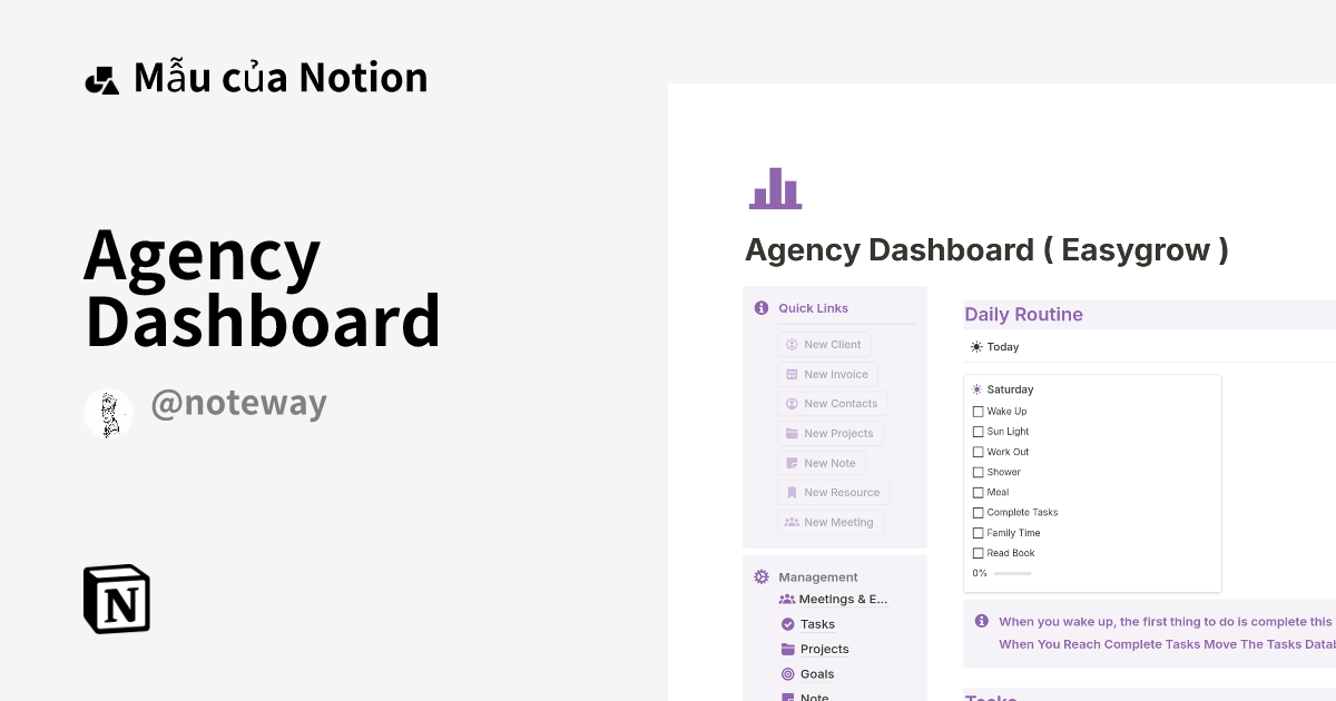 Mẫu Agency Dashboard | Thị trường Notion
