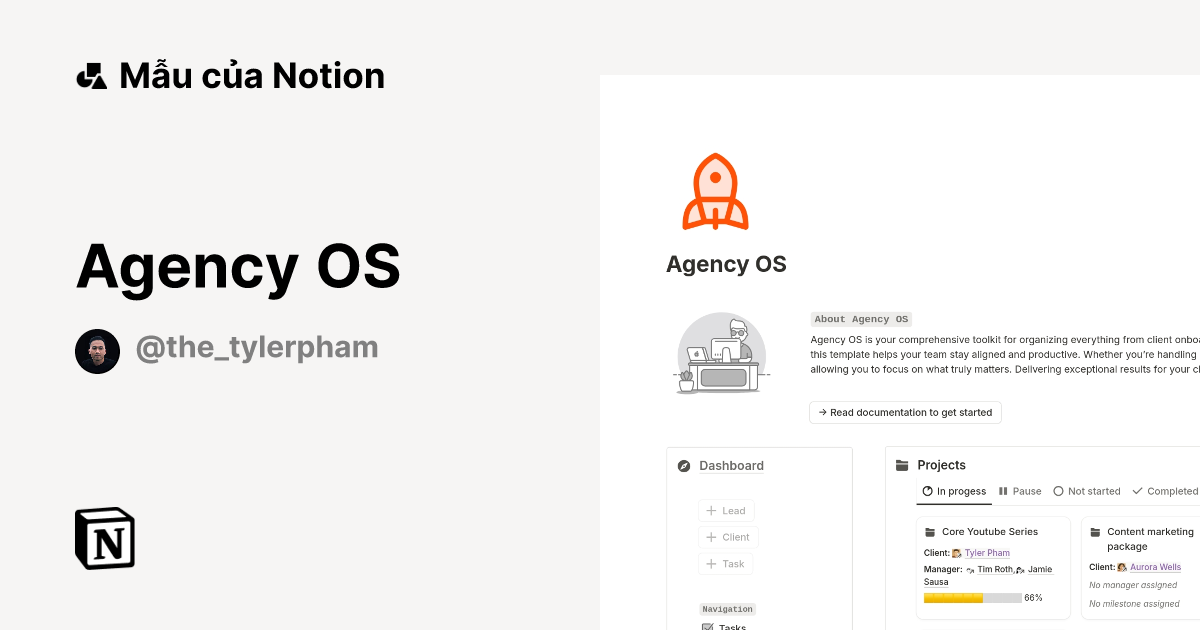 Agency OS Mẫu do Tyler Pham tạo | Thị trường Notion
