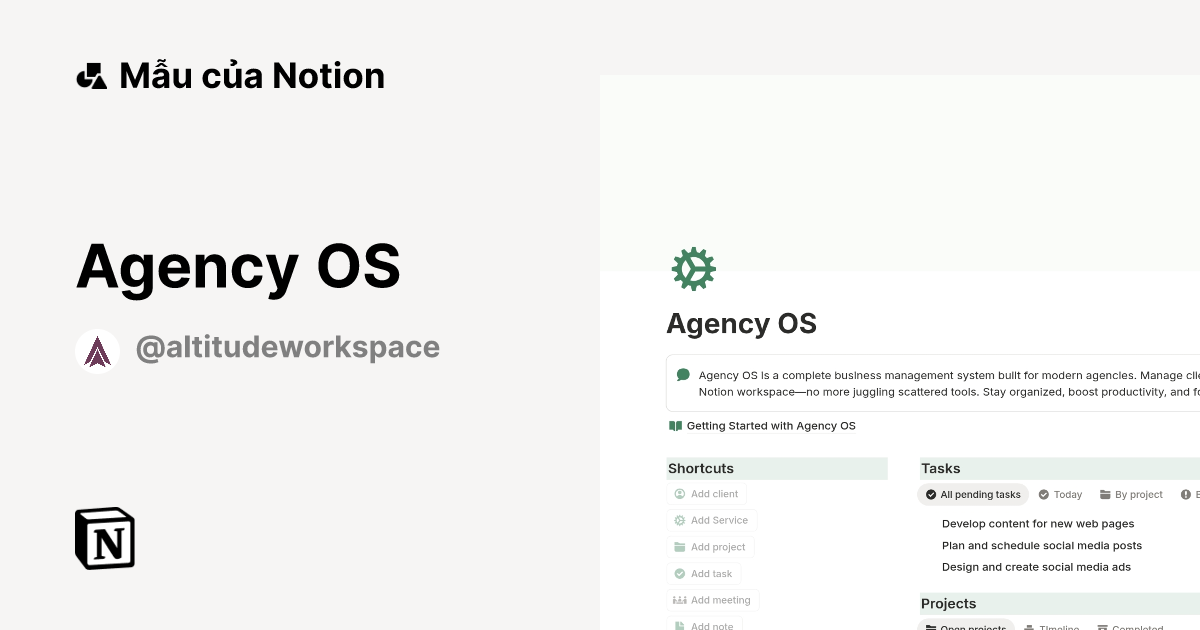 Agency OS Mẫu do Altitude workspace tạo | Thị trường Notion