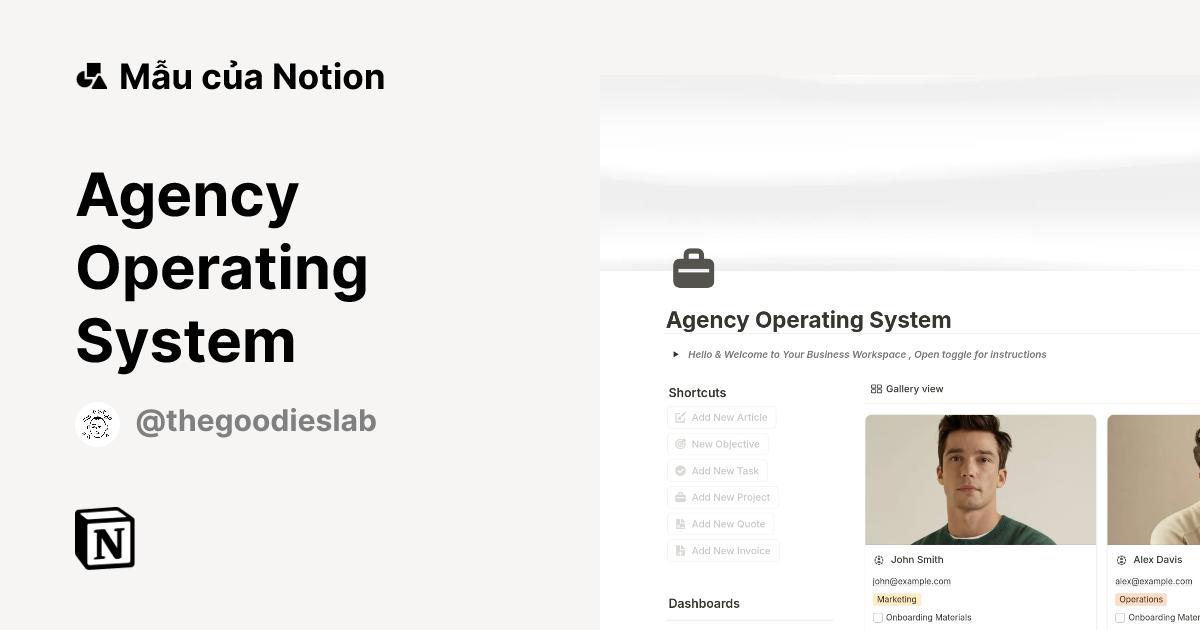 Agency Operating System Mẫu do The Goodies Lab tạo | Thị trường Notion