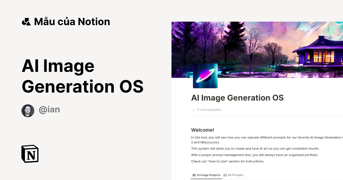Mẫu AI Image Generation OS | Thị trường Notion