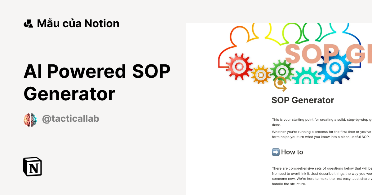 AI Powered SOP Generator Mẫu do The Tactical Lab tạo | Thị trường Notion