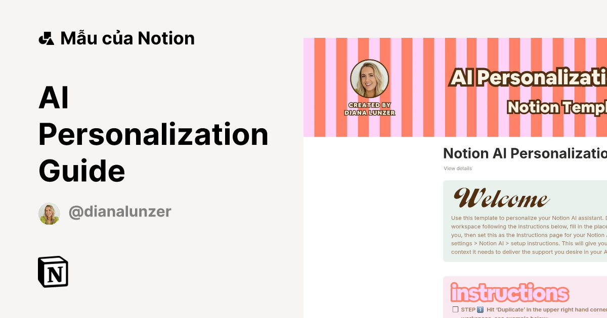 Mẫu AI Personalization Guide | Thị trường Notion