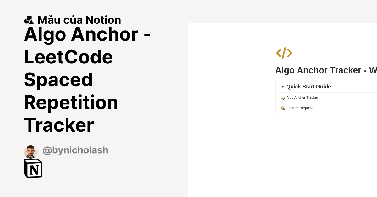 Algo Anchor - LeetCode Spaced Repetition Tracker Mẫu do Nicholas H tạo ...
