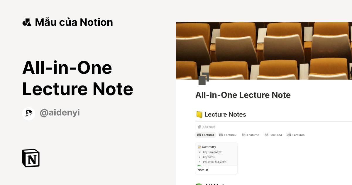 Mẫu All-in-One Lecture Note | Thị trường Notion