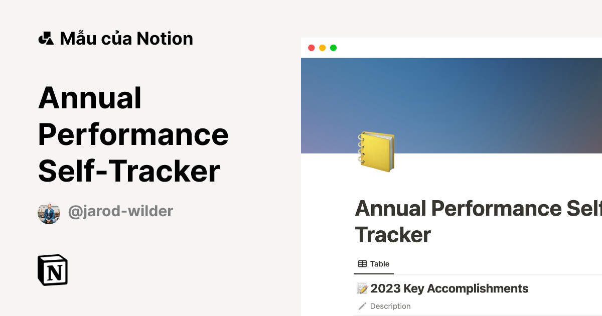 Mẫu Annual Performance Self-Tracker | Thị trường Notion