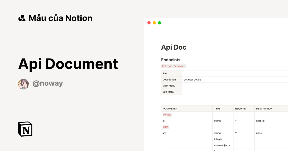 Api Document Mẫu do no no no tạo | Thị trường Notion