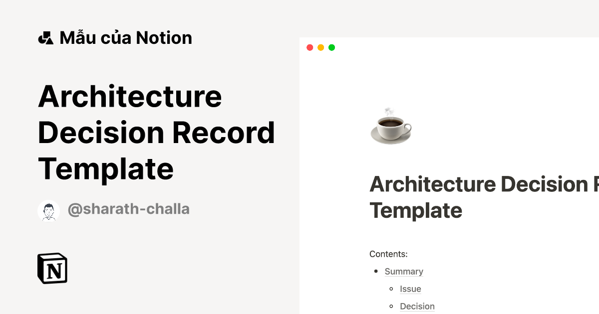 Architecture Decision Record Template Mẫu do Sharath Challa tạo | Thị ...