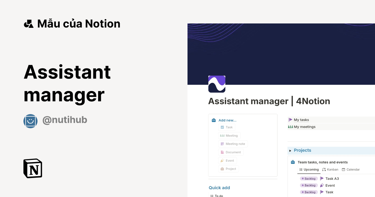 Mẫu Assistant manager | Thị trường Notion