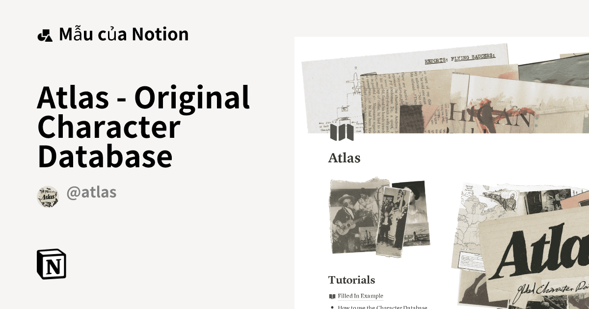 Atlas - Original Character Database Mẫu do Atlas tạo | Thị trường Notion