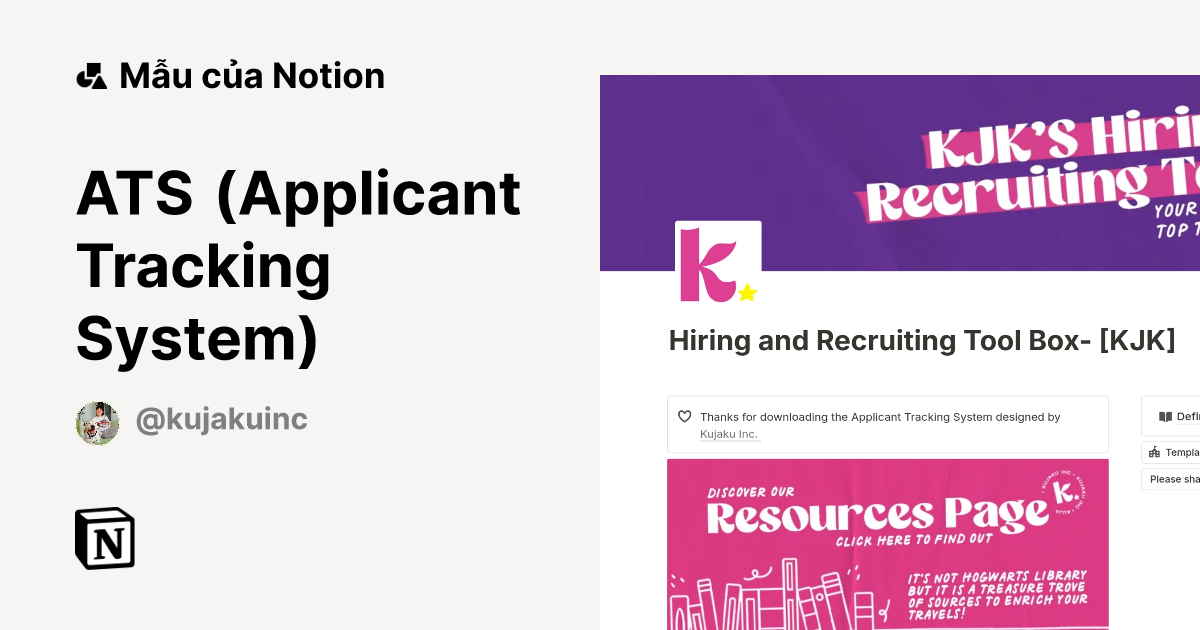 Mẫu ATS (Applicant Tracking System) | Thị trường Notion