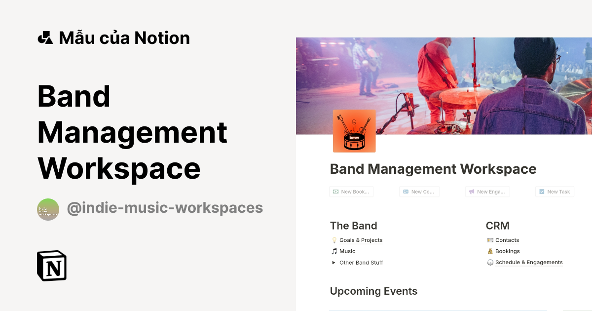 Mẫu Band Management Workspace | Thị trường Notion