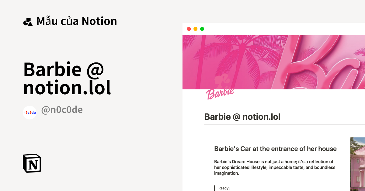 Mẫu Barbie @ notion.lol | Thị trường Notion