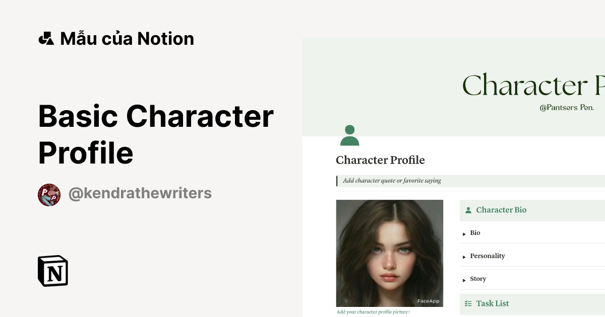 Basic Character Profile Mẫu do Templates For Writers tạo | Thị trường ...