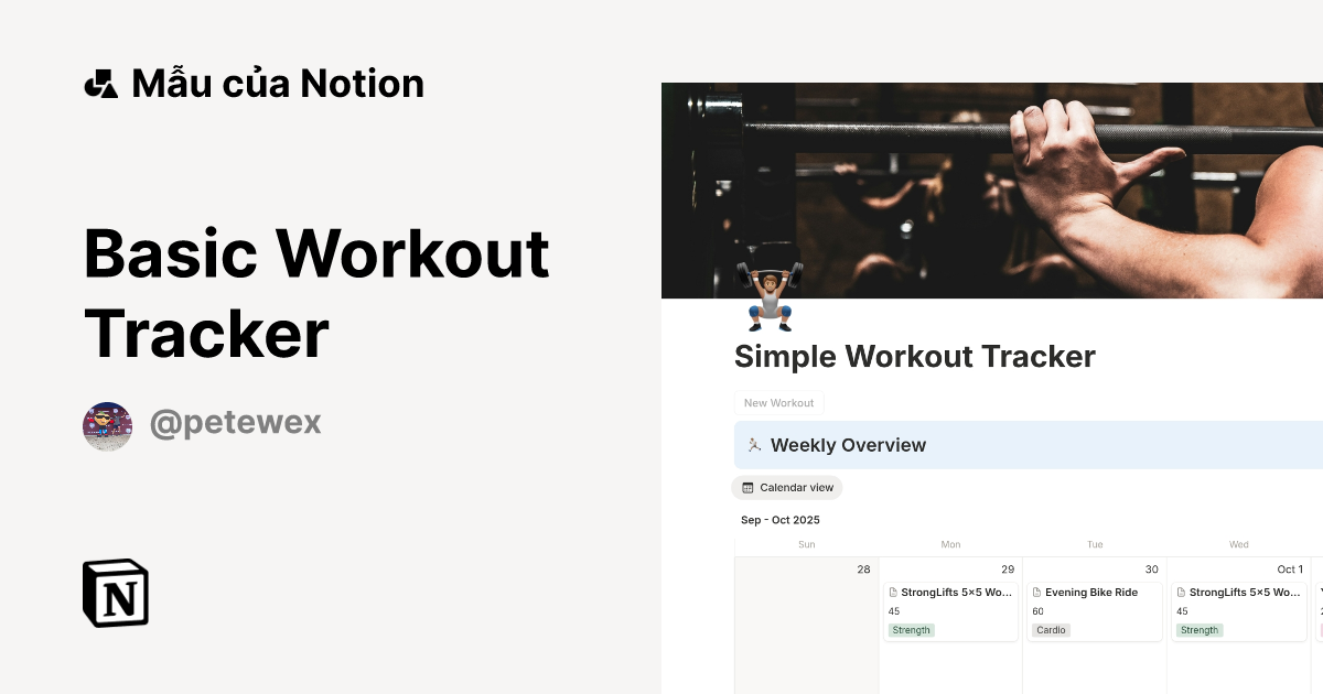 Mẫu Basic Workout Tracker | Thị trường Notion