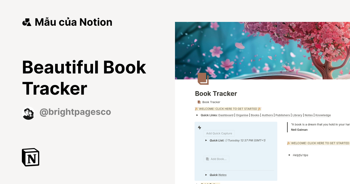 Beautiful Book Tracker Mẫu do Ben tạo | Thị trường Notion