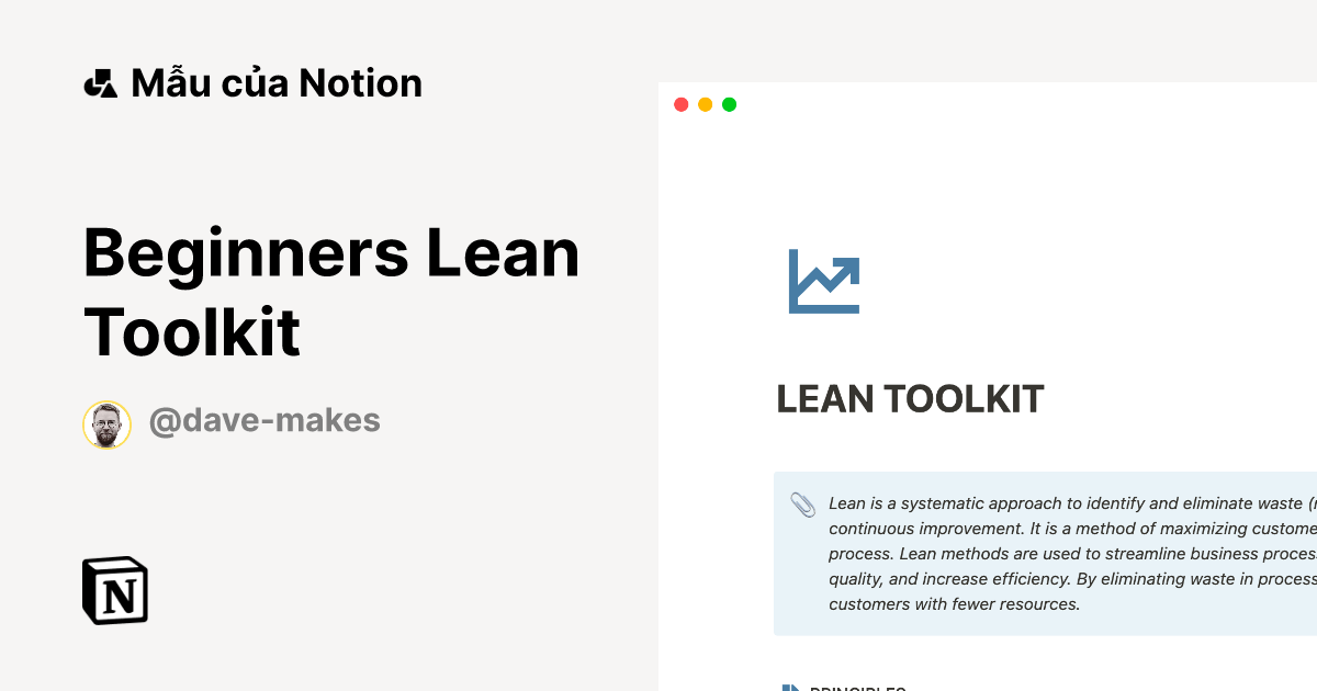 Mẫu Beginners Lean Toolkit | Thị trường Notion