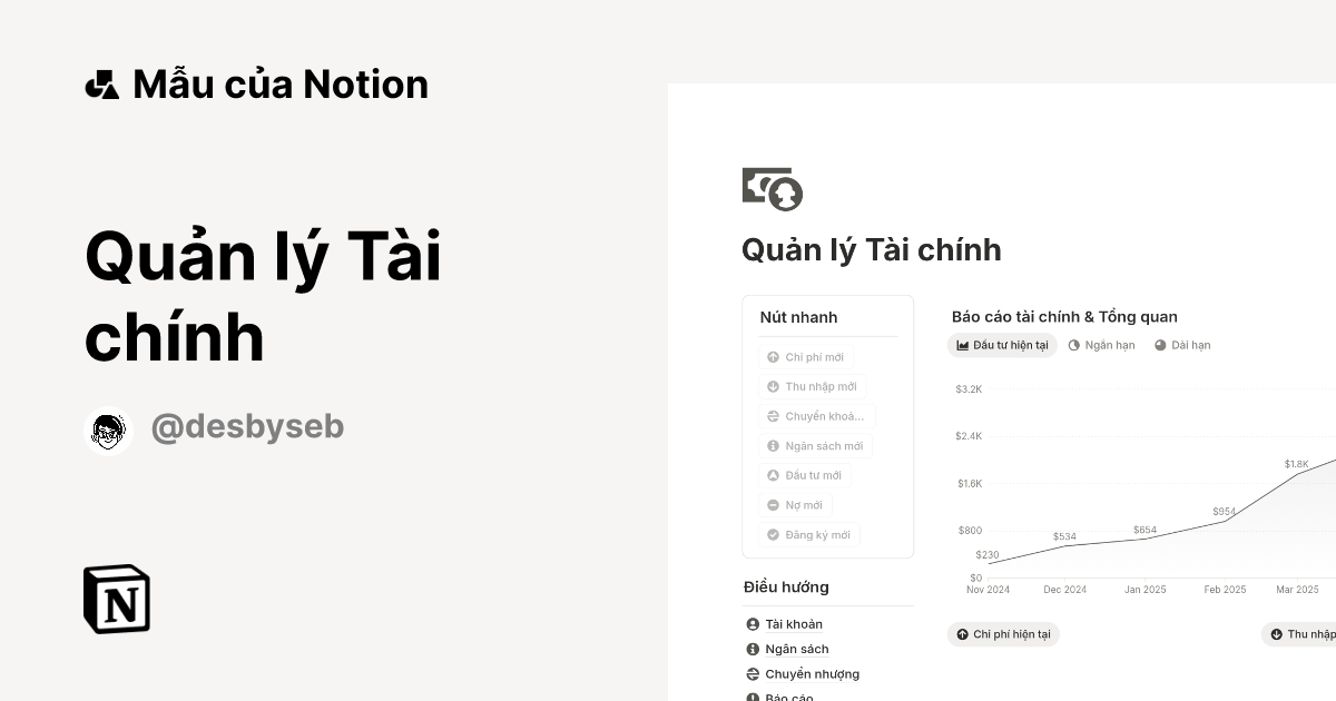 Quản lý Tài chính Mẫu do desbyseb tạo | Thị trường Notion