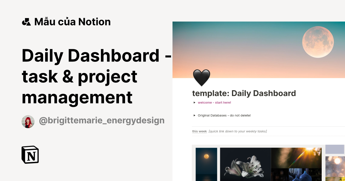 Daily Dashboard - task & project management Mẫu do Brigitte Marie Energy Design tạo | Thị trường ...