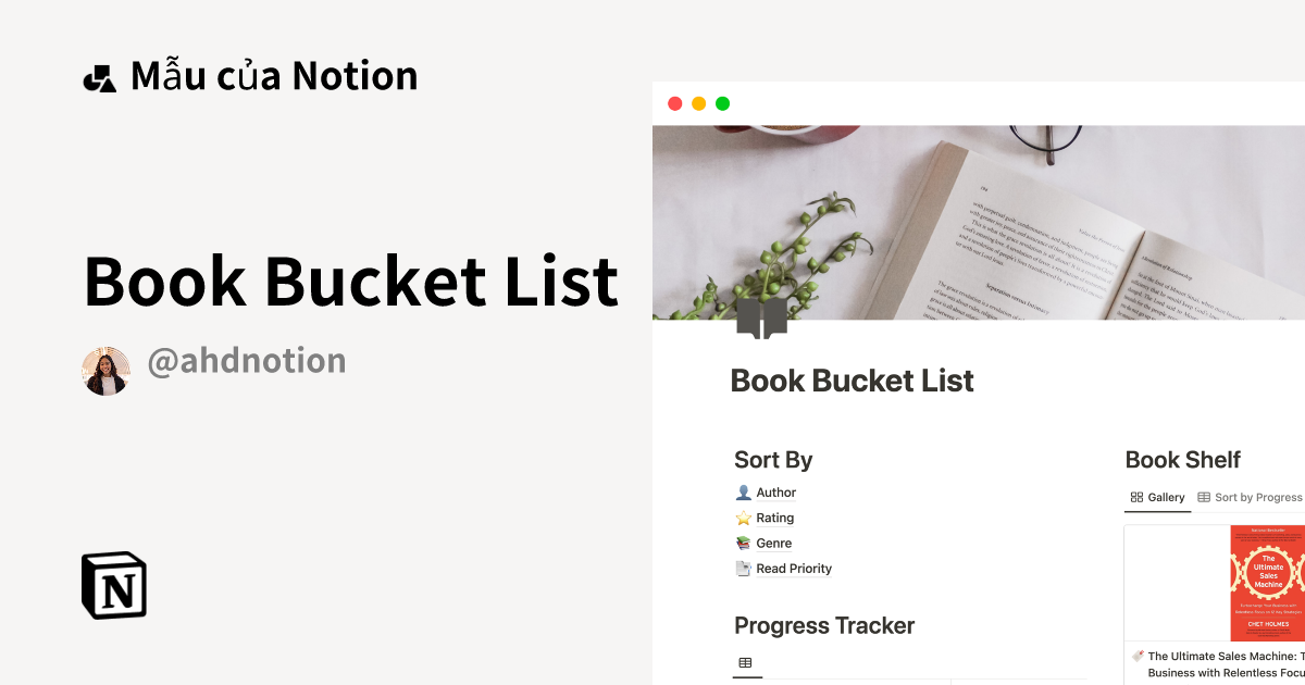 Book Bucket List Mẫu do Anh D tạo | Thị trường Notion