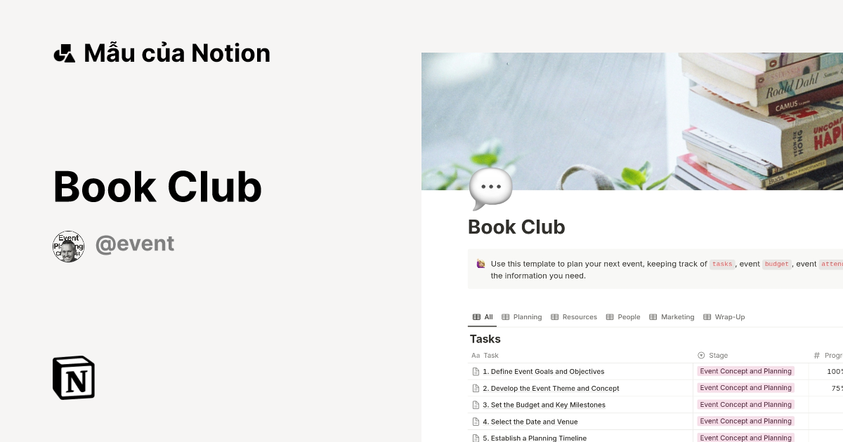Mẫu Book Club | Thị trường Notion