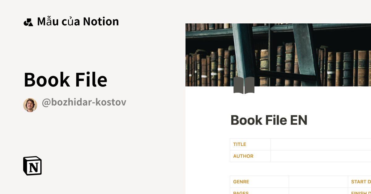 Book File Mẫu do Bozhidar Kostov tạo | Thị trường Notion