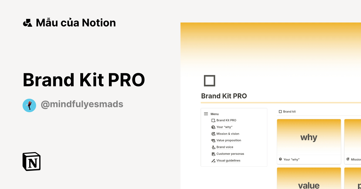 Brand Kit PRO Mẫu do Mindful Yesmads tạo | Thị trường Notion