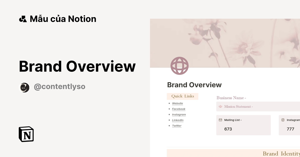 Mẫu Brand Overview | Thị trường Notion