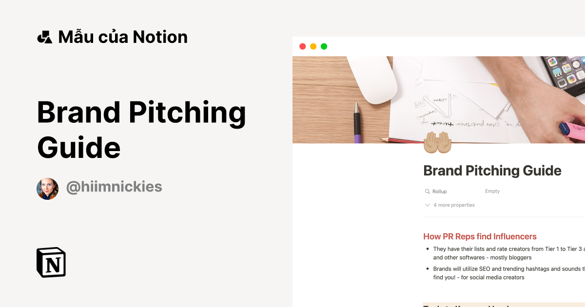 Mẫu Brand Pitching Guide | Thị trường Notion