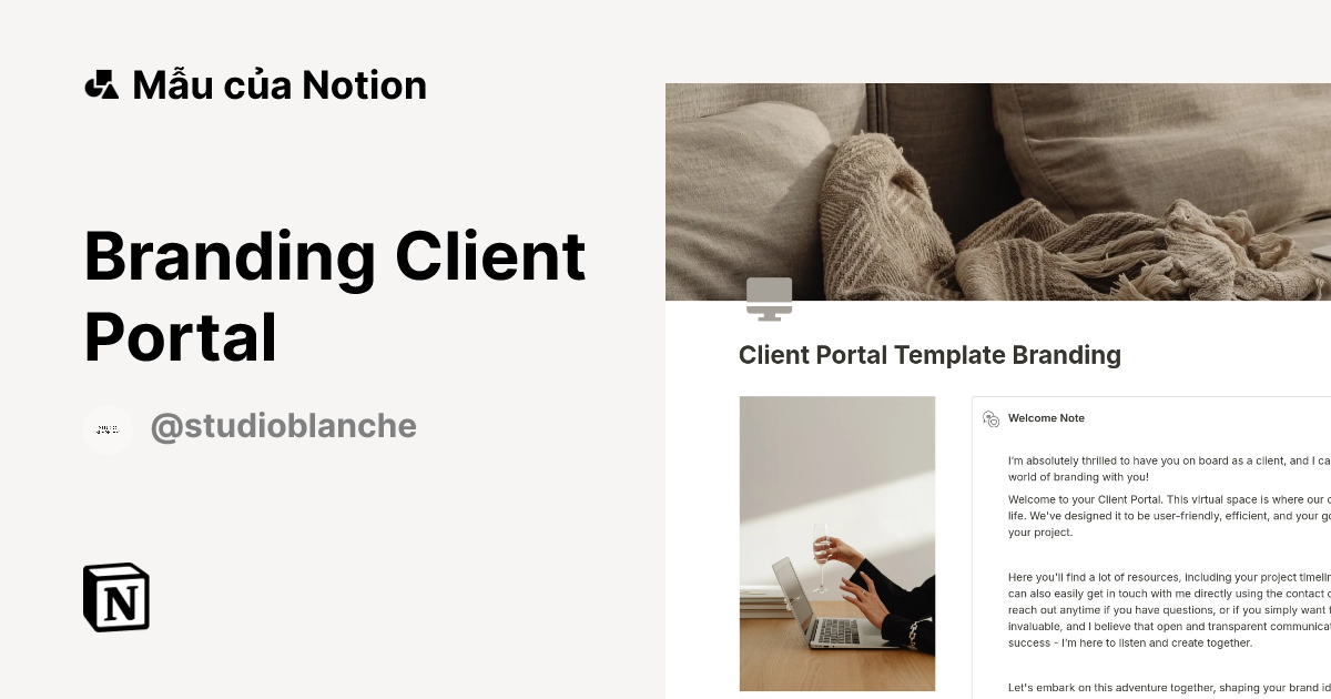 Branding Client Portal Mẫu do Studio Blanche tạo | Thị trường Notion