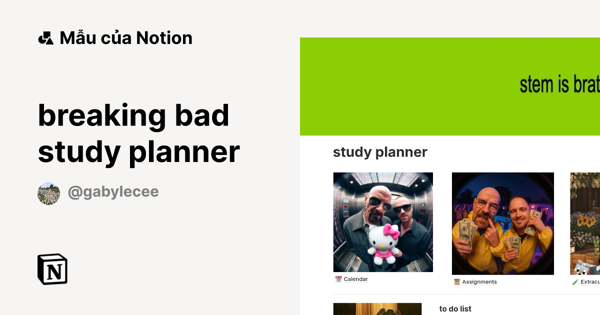 breaking bad study planner Mẫu do Gaby ౨ৎ ˖ ࣪⊹ •🍓•⊹₊ ⋆୨ৎ tạo | Thị ...