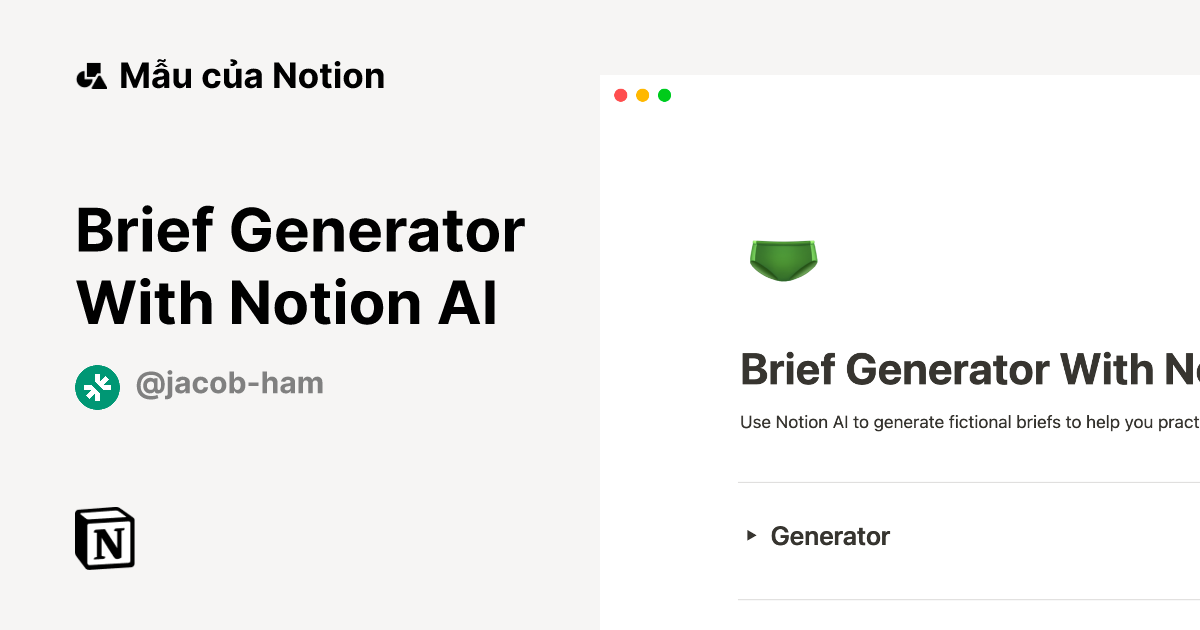 Mẫu Brief Generator With Notion AI | Thị trường Notion
