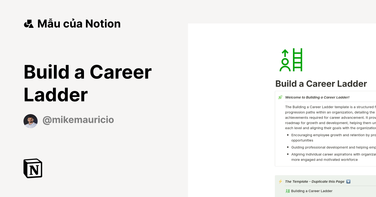 Build a Career Ladder Mẫu do Mike Mauricio tạo | Thị trường Notion