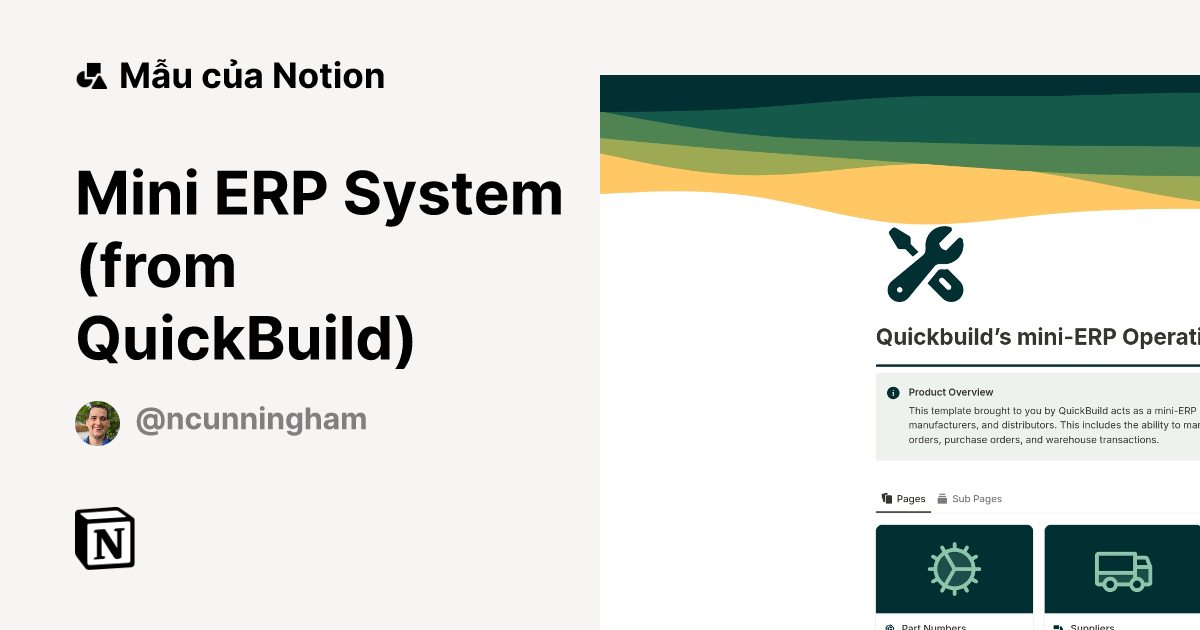 Mẫu Mini ERP System (from QuickBuild) | Thị trường Notion