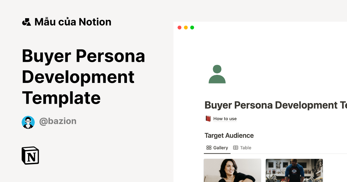 Buyer Persona Development Template Mẫu do Bazion tạo | Thị trường Notion