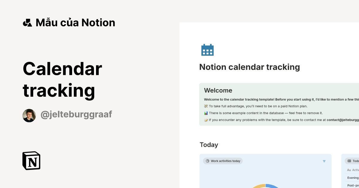 Mẫu Calendar tracking | Thị trường Notion