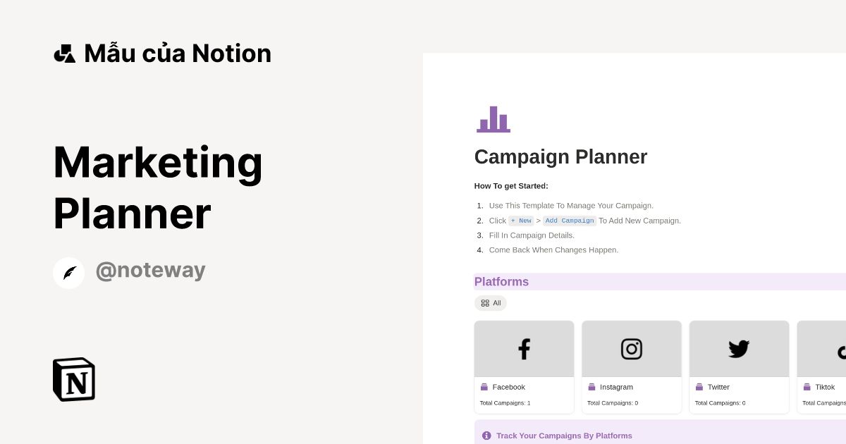 Mẫu Campaign Planner | Thị trường Notion
