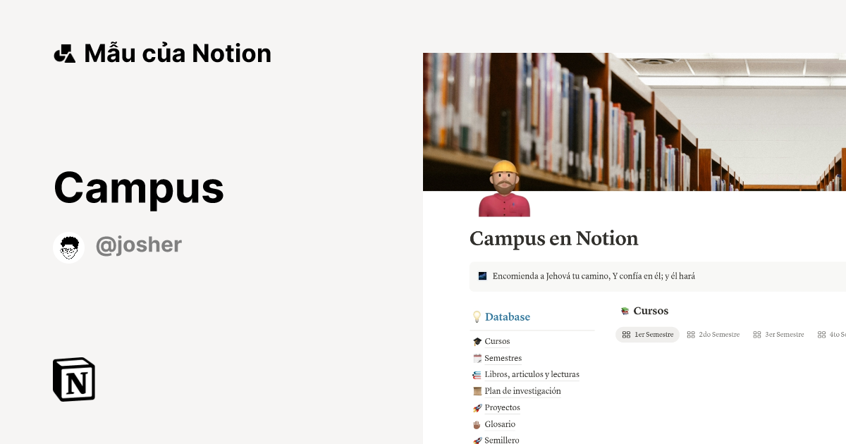 Campus Mẫu do Josué Hernández tạo | Thị trường Notion