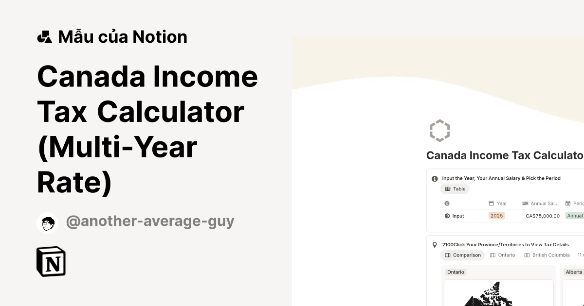 Canada Income Tax Calculator (Multi-Year Rate) Mẫu do Another Average ...