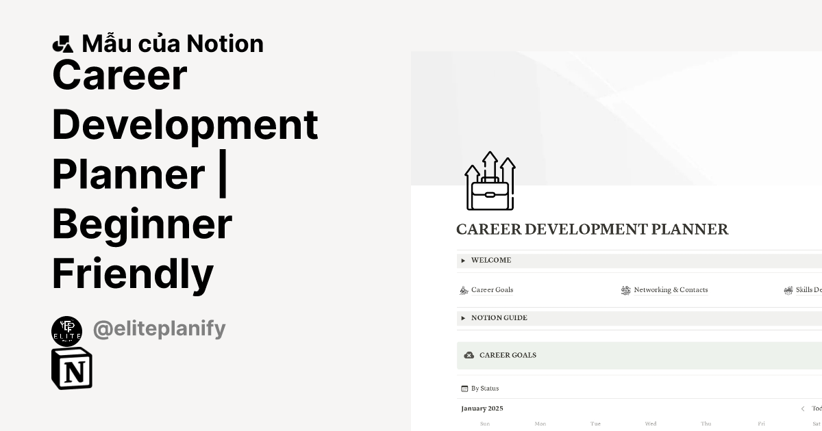 Mẫu Career Development Planner | Beginner Friendly | Thị trường Notion