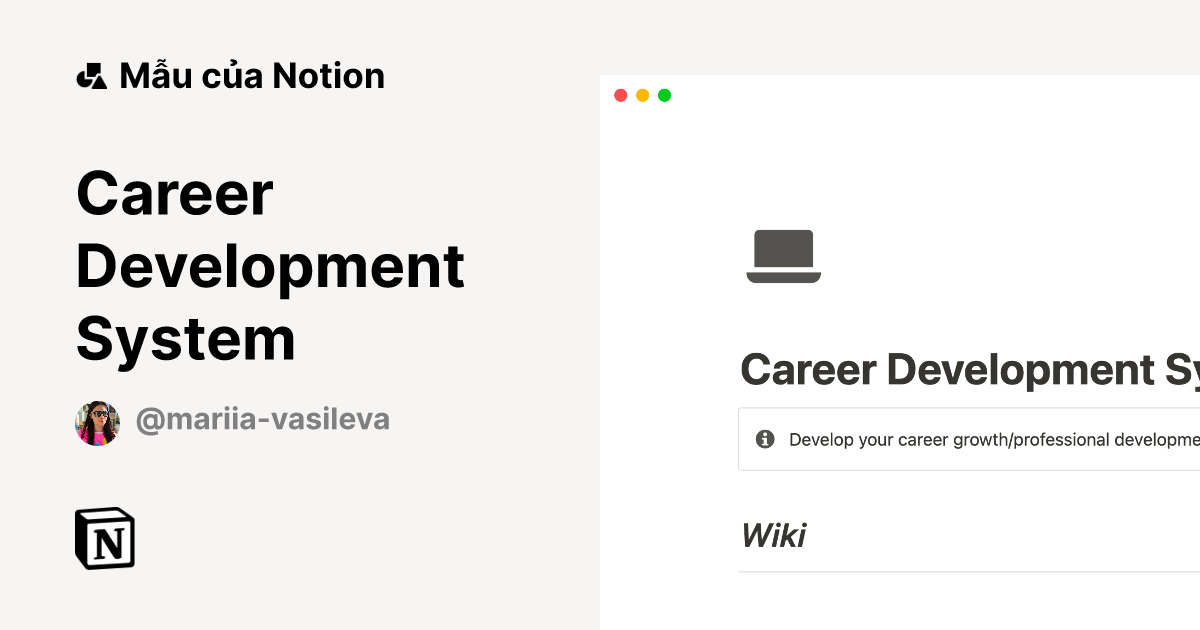 Career Development System Mẫu do Mariia Vasileva tạo | Thị trường Notion