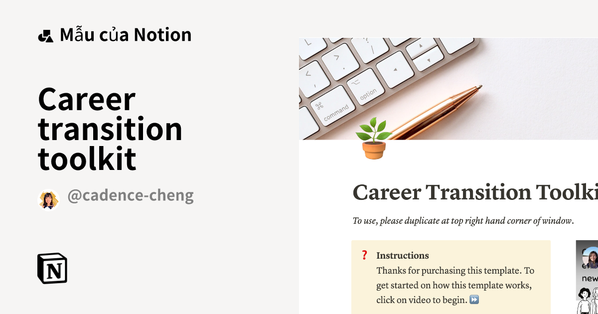 Mẫu Career transition toolkit | Thị trường Notion