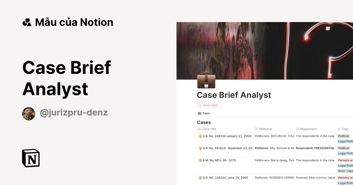Mẫu Case Brief Analyst | Thị trường Notion