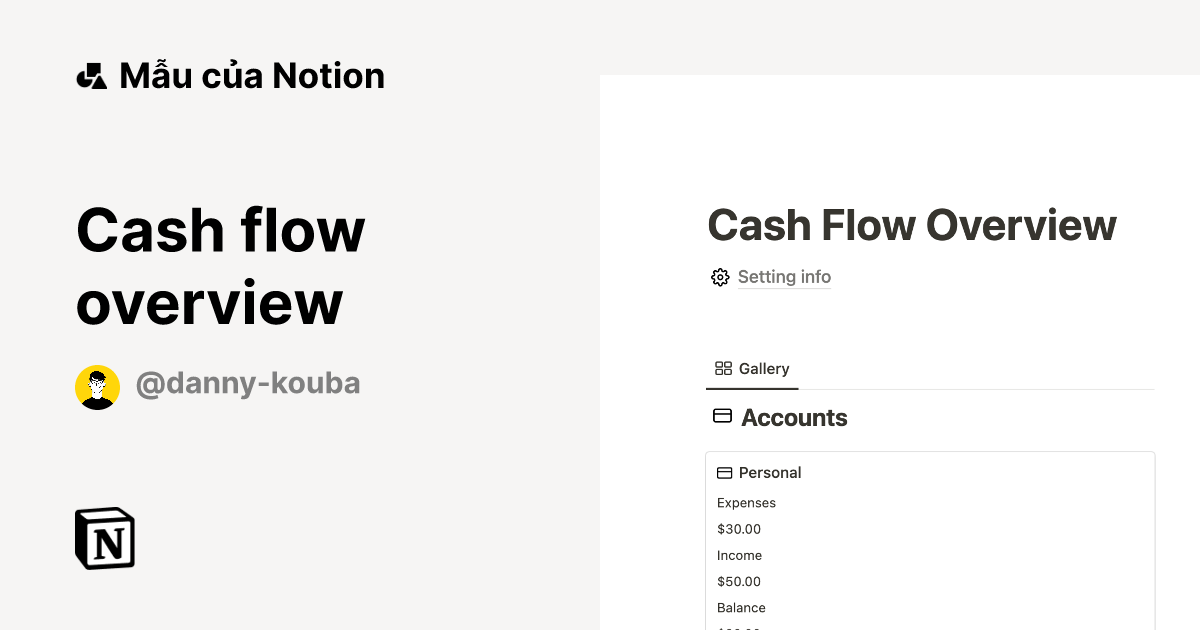 Mẫu Cash flow overview | Thị trường Notion