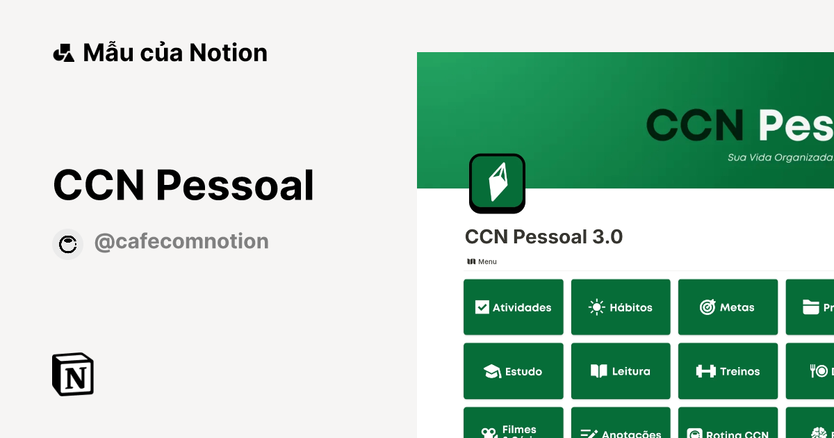 CCN Pessoal Mẫu do Café com Notion tạo | Thị trường Notion