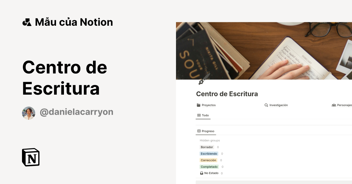 Centro de Escritura Mẫu do Daniela Carrión tạo | Thị trường Notion