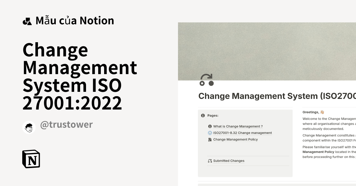 Mẫu Change Management System ISO 27001:2022 | Thị trường Notion