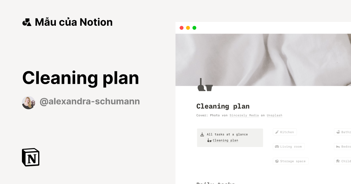 Mẫu Cleaning plan | Thị trường Notion