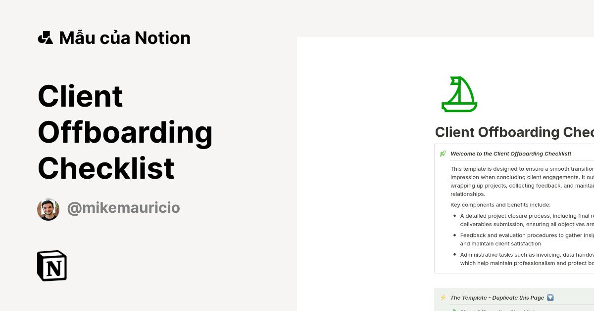 Mẫu Client Offboarding Checklist | Thị trường Notion